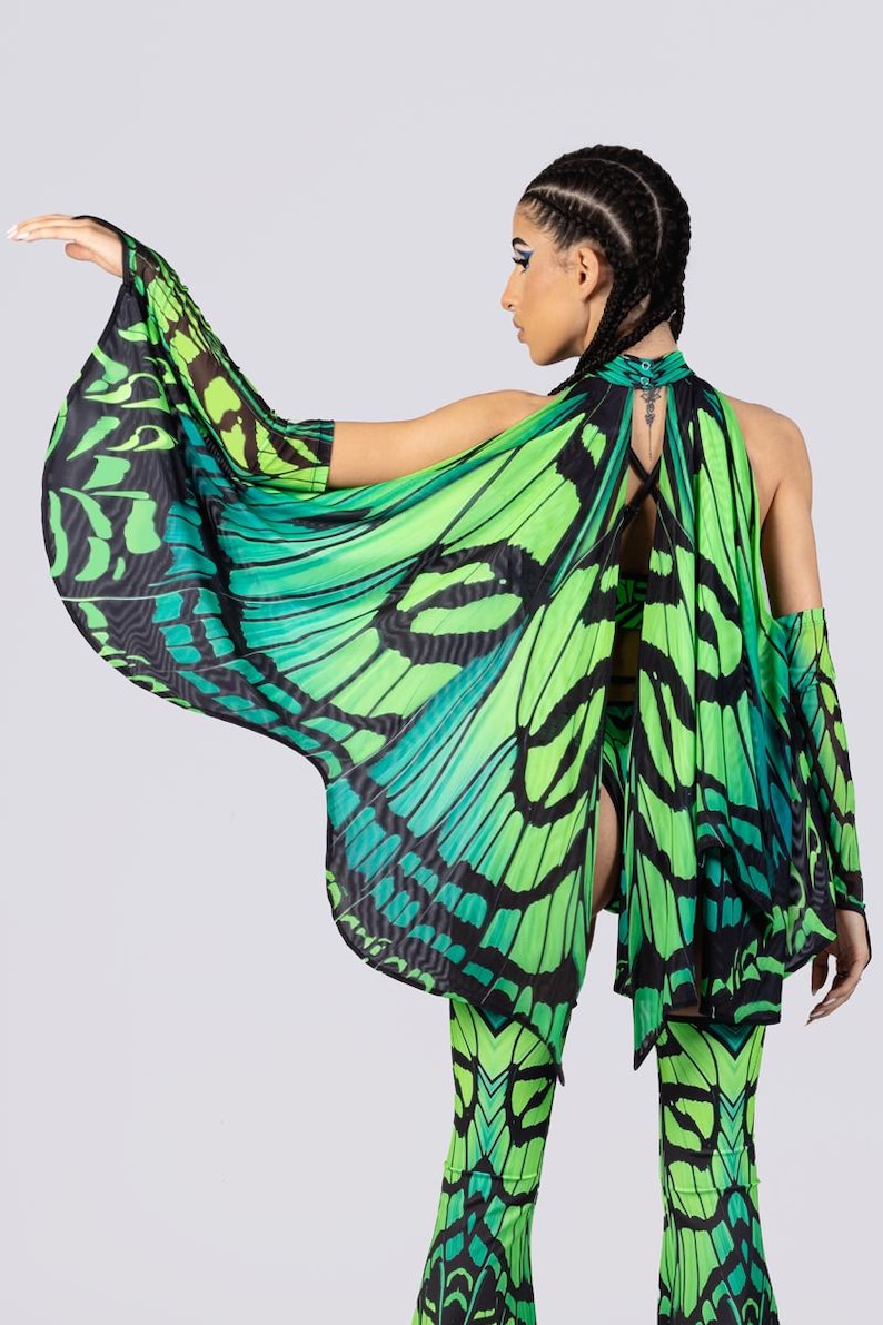 Green Fairy Wings Accessories, Rave Gear, Butterfly Wings, Matching Set ...