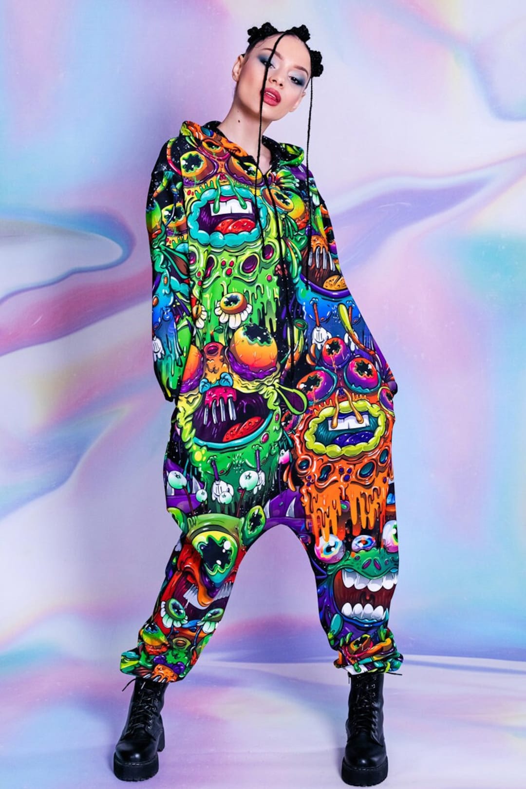 Drippy Pajama With Aliens, Alien Adult Pajamas, Drippy Outfits, Warm ...