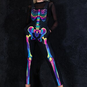 Rainbow Skeleton Overalls, Skeleton Dungaree With Bones, Halloween ...