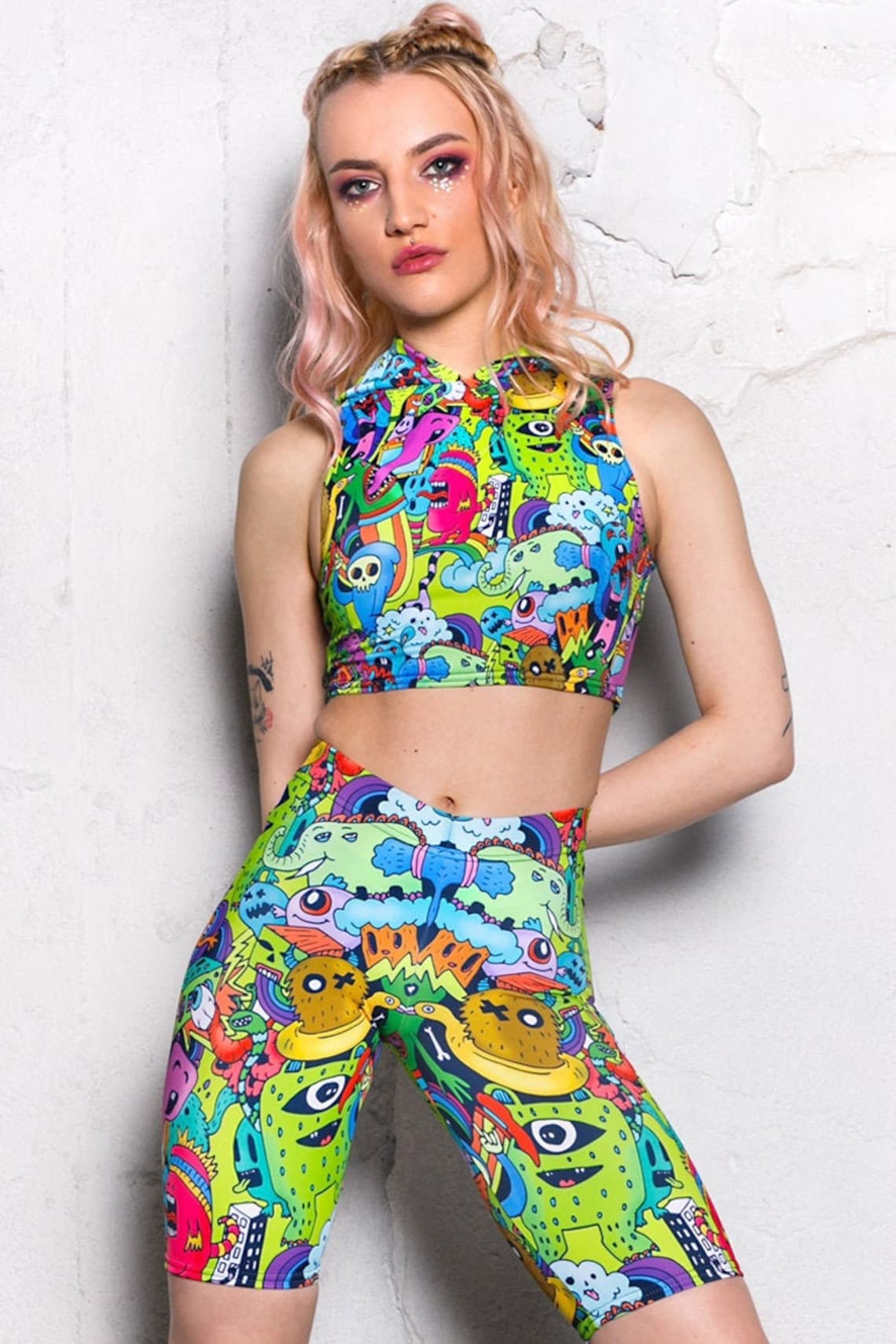 Rave Shorts Biker Shorts for Women Festival Shorts Green - Etsy