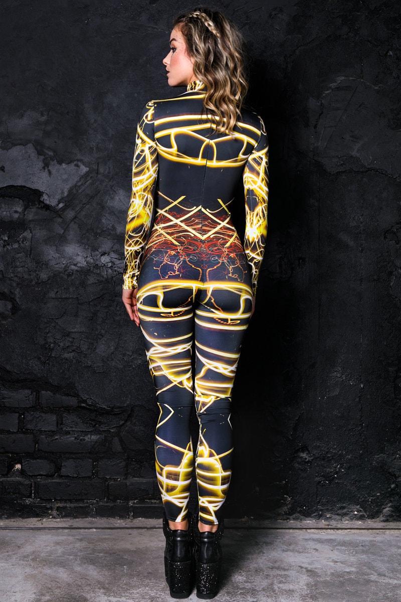 Yellow Rave Catsuit, Neon Catsuit, Adult Costume, Festival Catsuit ...