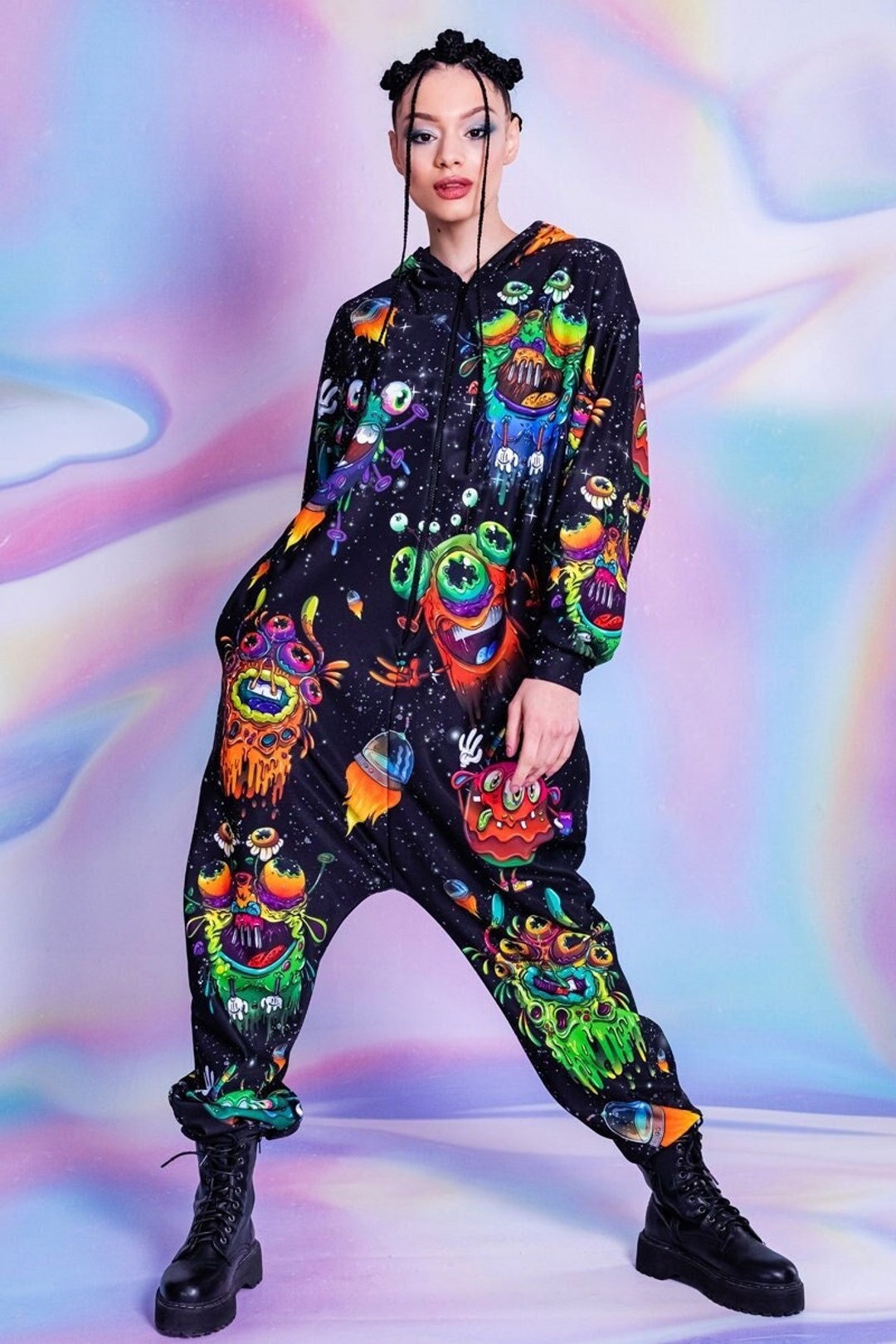 Galaxy Pajama With Aliens, Alien Adult Pajamas, Drippy Outfits ...
