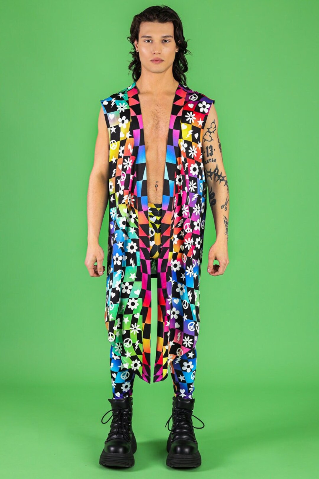 Rave Kimono, Hippie Kimono, Rainbow Rave Outfit, Music Festival ...