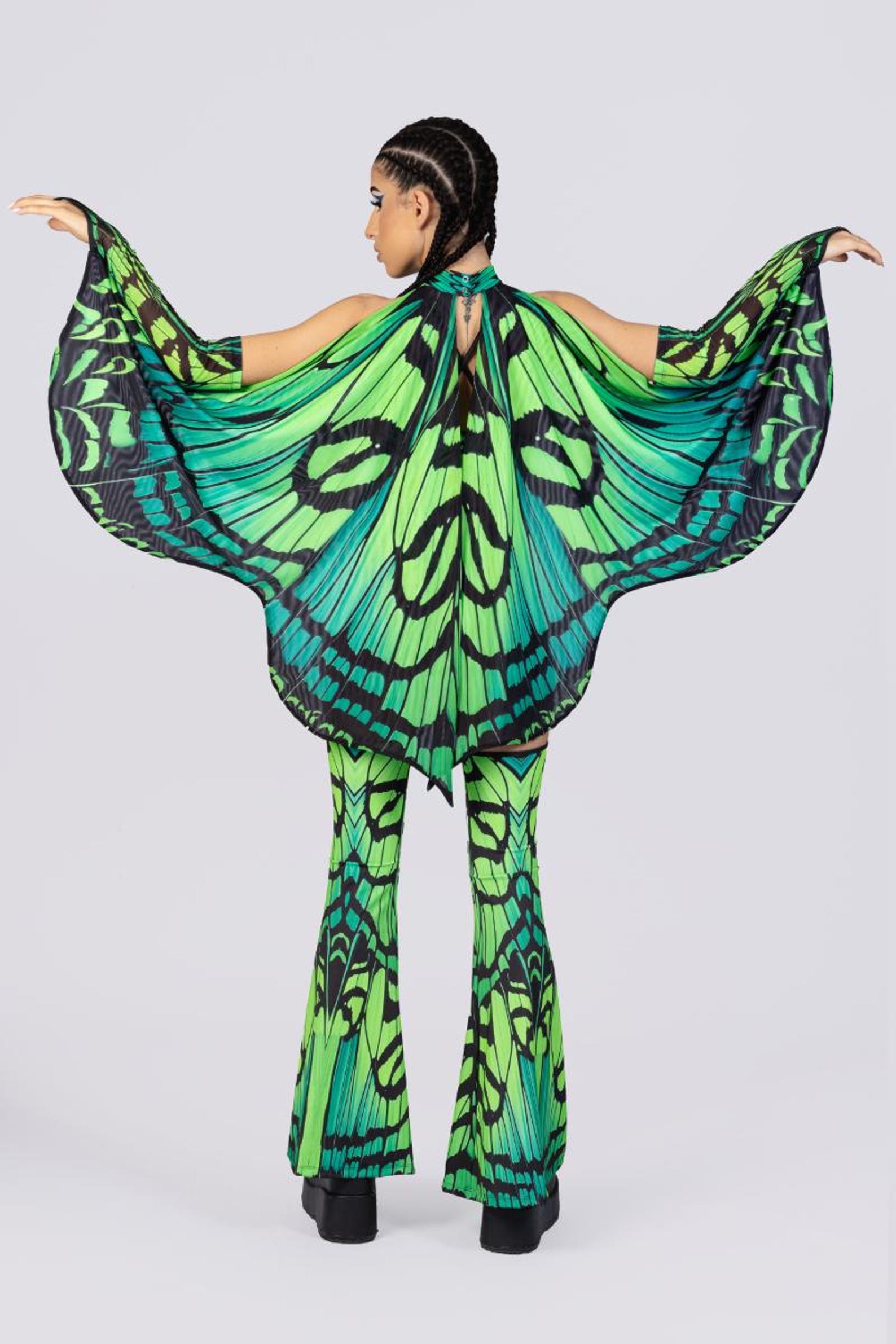 Green Fairy Wings Accessories, Rave Gear, Butterfly Wings, Matching Set ...