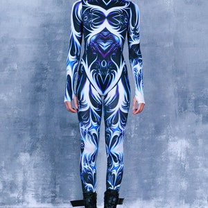 Blue Rave Costume, Ice Queen Halloween Costume for Adults, Trippy Rave ...