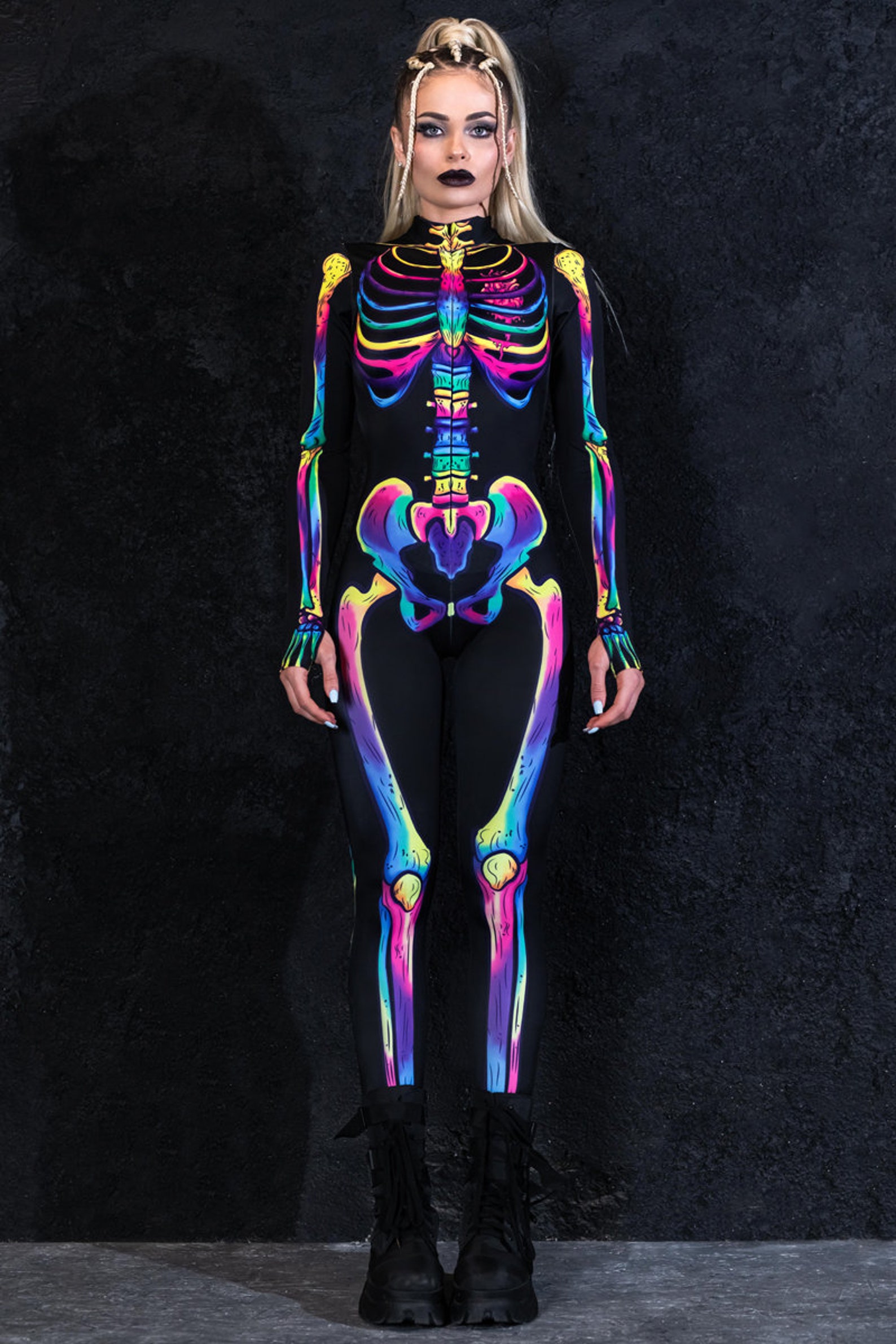 Skeleton Costume With Rainbow Bones Halloween Skeleton - Etsy