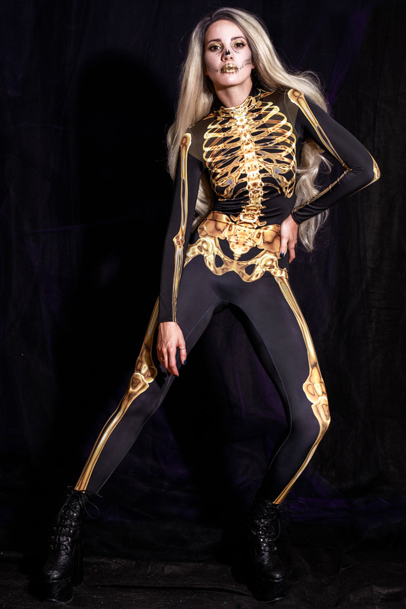 Adult Skeleton Costume Sexy Halloween Costume For Women Etsy