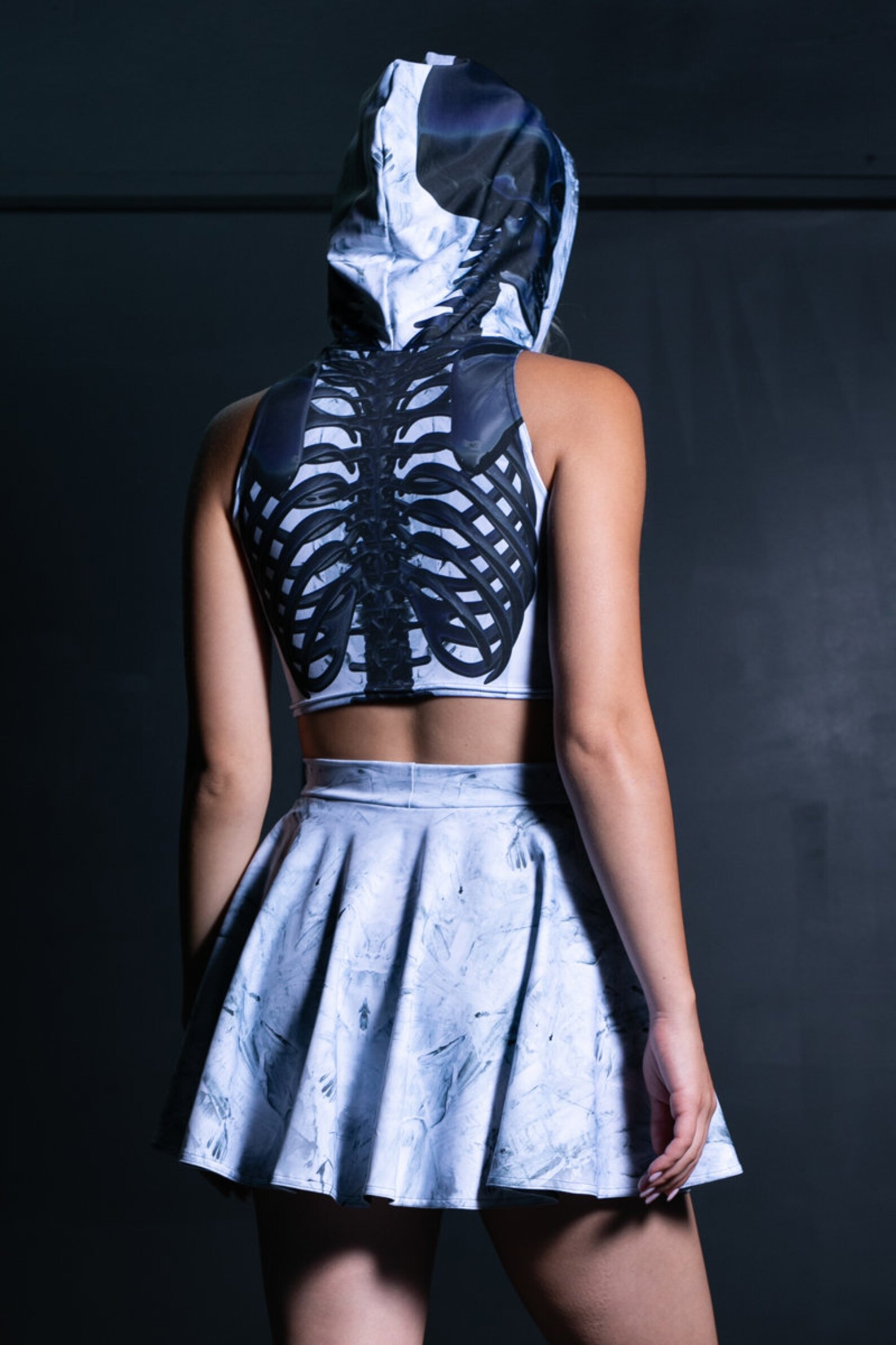Skeleton Backside Shorts Skirt, Skeleton Shorts Women, Halloween High ...