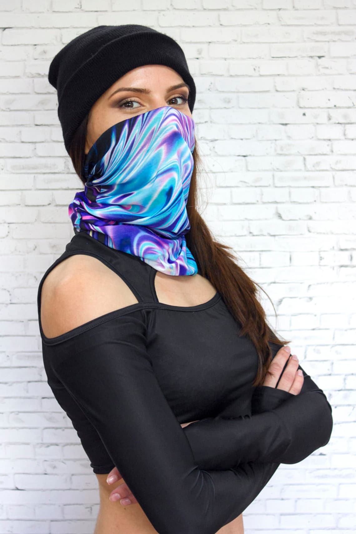 Blue Liquid Neck Gaiter For Women Buff Neck Gaiter Uv Neck Etsy
