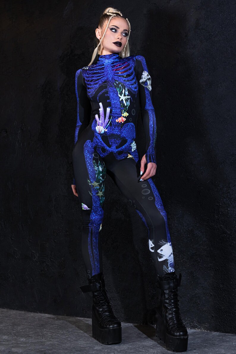 Blue Skeleton Costume for Women, Aerial Skeleton Costume, Skeleton ...