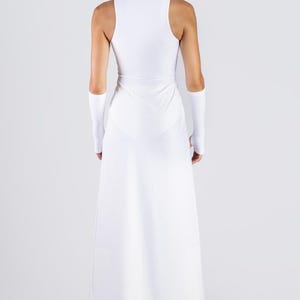 White Front Zipper Maxi Dress, Open Front Dress, Burning Man Rave ...