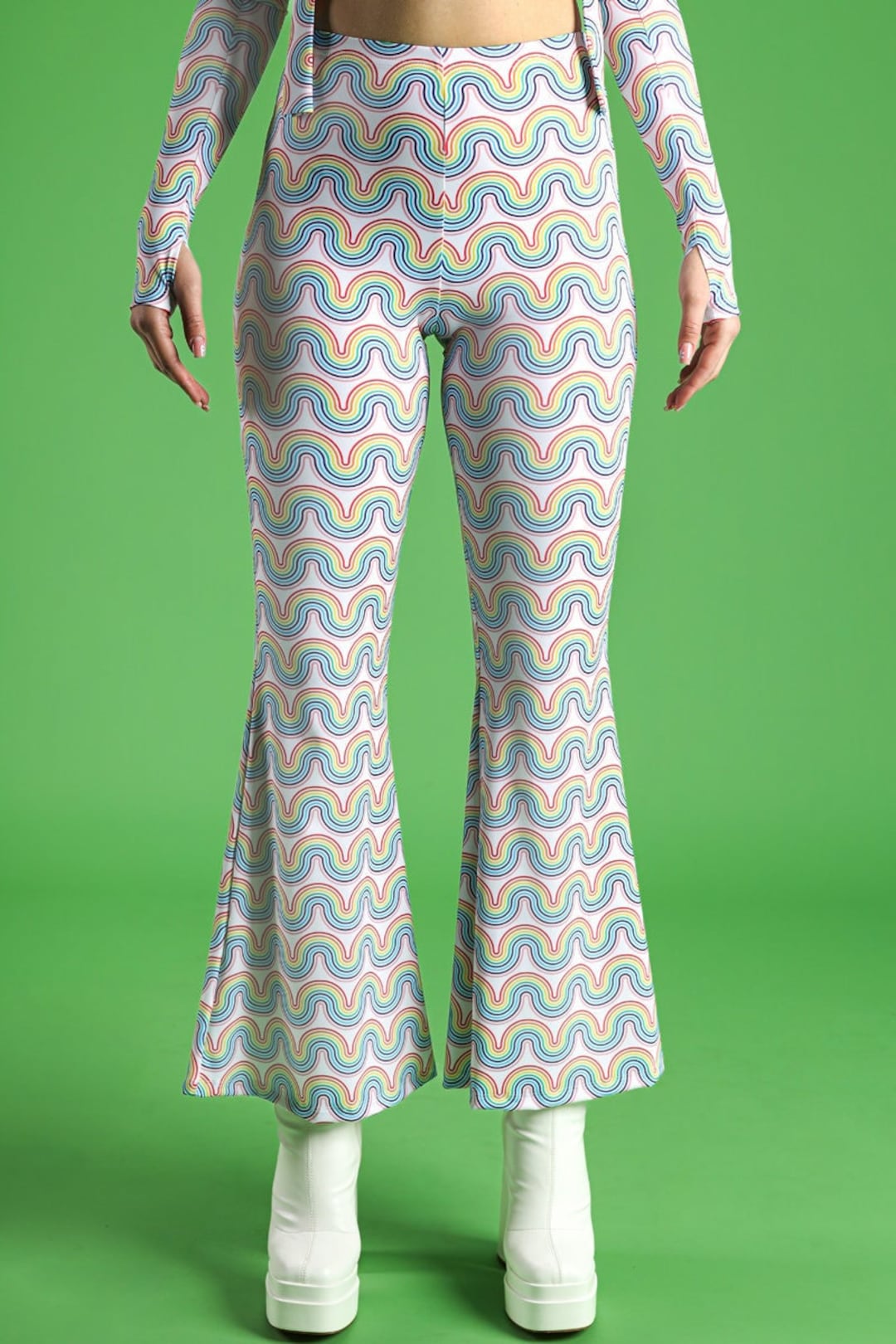 Disco Flare Pants, 60s 70s Party Pants, Rave Flare Leggings, Women's ...