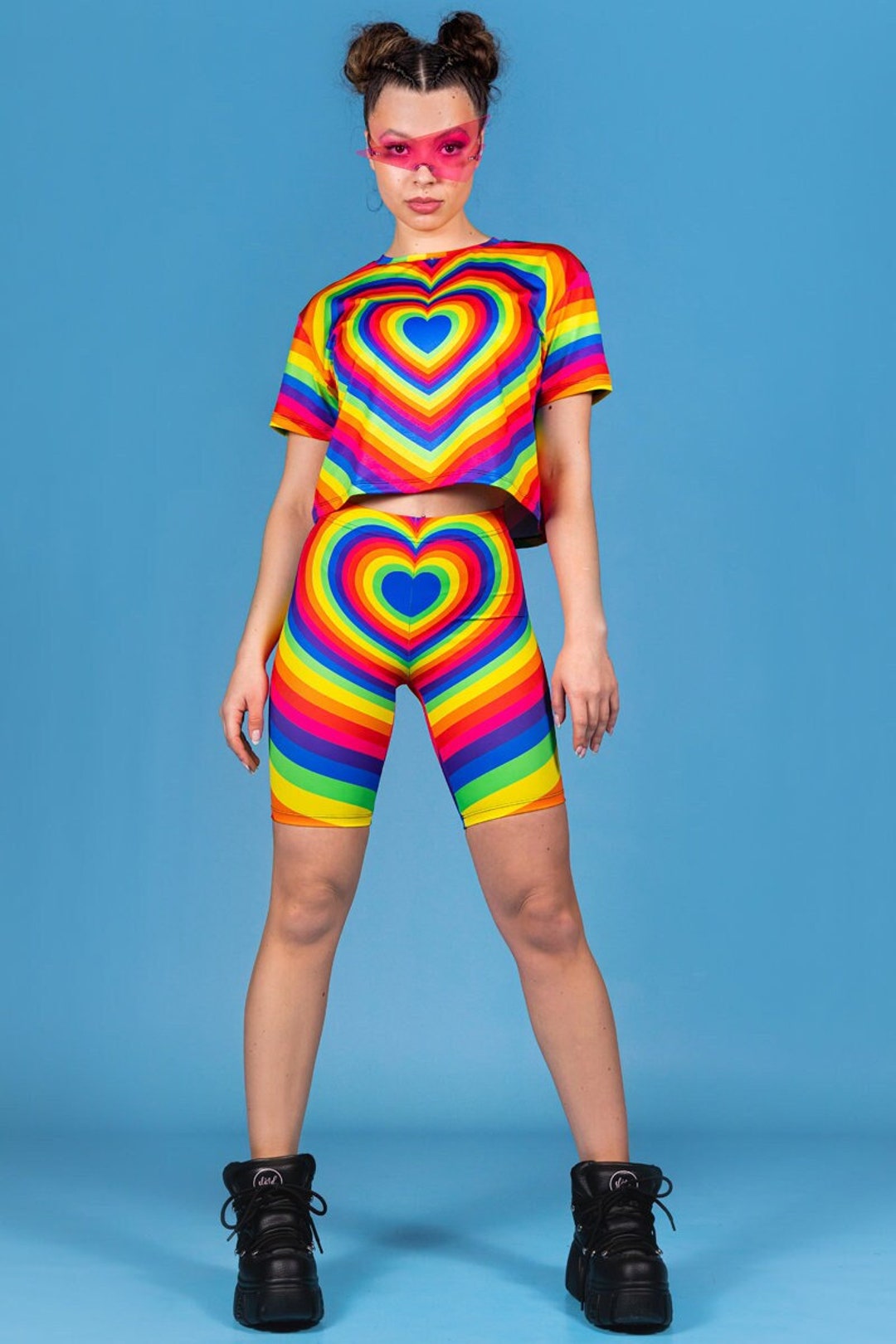 Pride Biker Shorts, Rainbow Shorts for Women, Pride Outfit, Rave Outfit ...