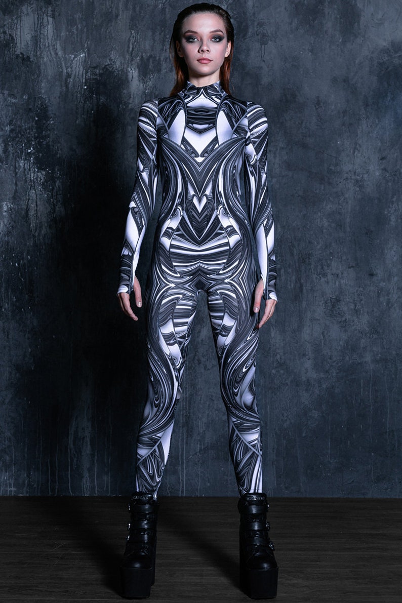 Rave Bodysuit Women Halloween Costume Rave Wear Futuristic - Etsy