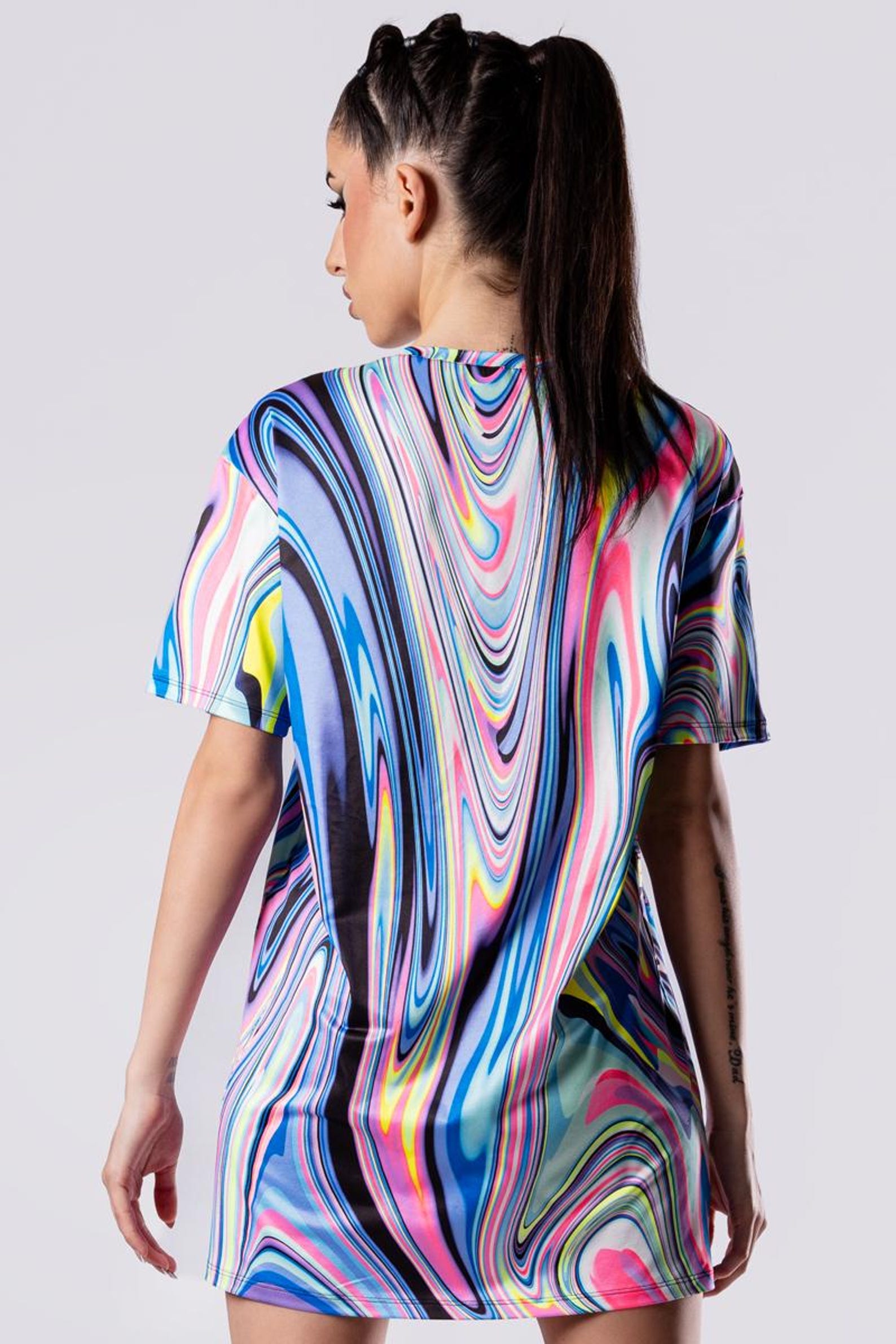 Oversized T Shirt Dress, Liquid Graphic Tee, Rave Outfit, Women's ...