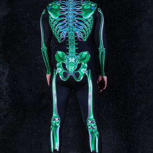 Green Skeleton Costume for Men, Adult Halloween Costumes, Skeleton ...