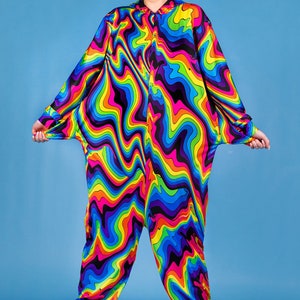 Rainbow Pajama, Plus Size Pride Outfit, Adult Pajama With Zipper, Raver ...