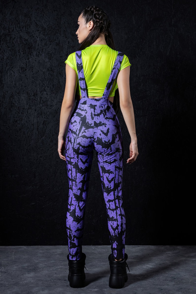 Purple Overalls With Black Bats, Halloween Overalls for Women ...