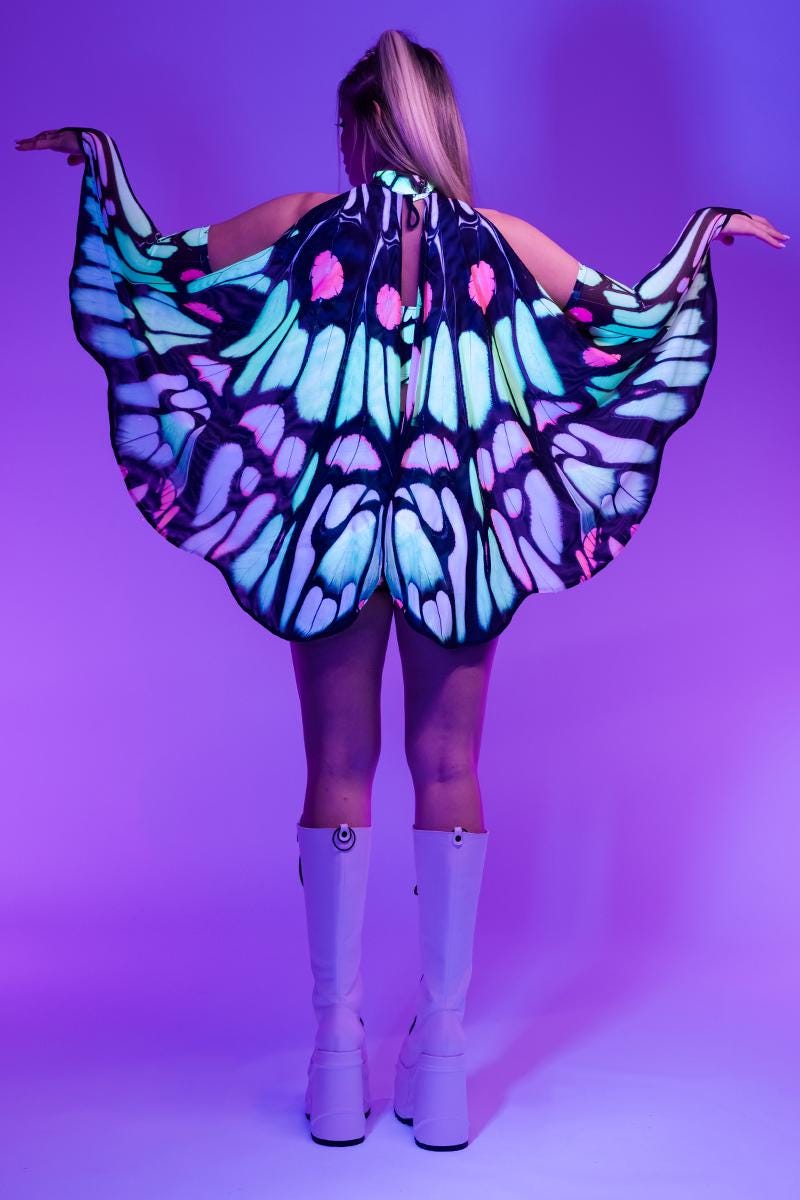 Fairy Cosplay Wings for Adults, Rave Accessories, Festival Mesh Wings ...