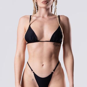 All Black Bikini Bottom, Sexy Bikini, Two Piece Festival Set, Bikini Set, Thong Bikini, Women ...