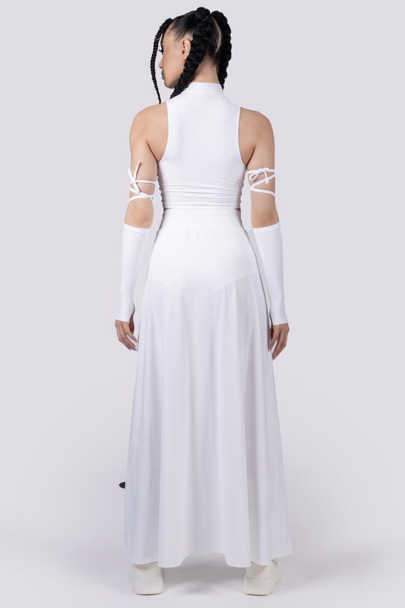 White Open Front Maxi Skirt – Festival Two Piece Set – Rave Wear - Etsy