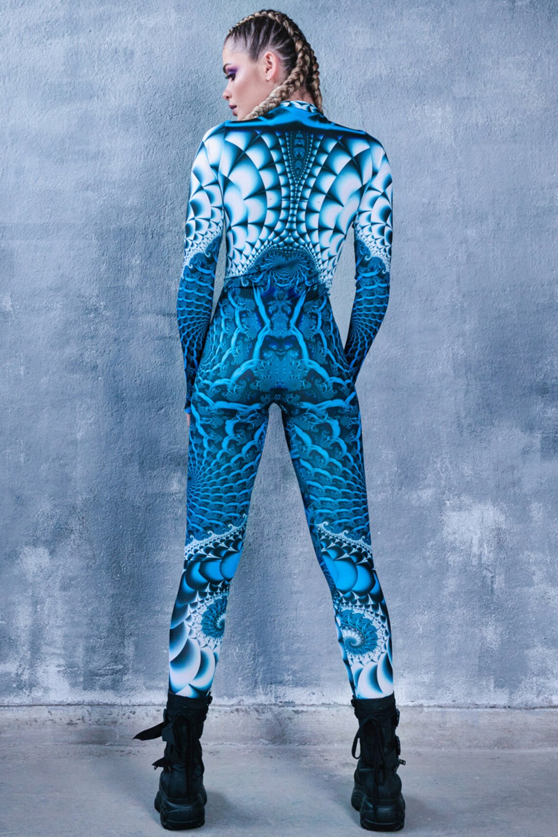 Rave Costume in Blue & White, One Piece Festival Catsuit, Rave Unitard ...