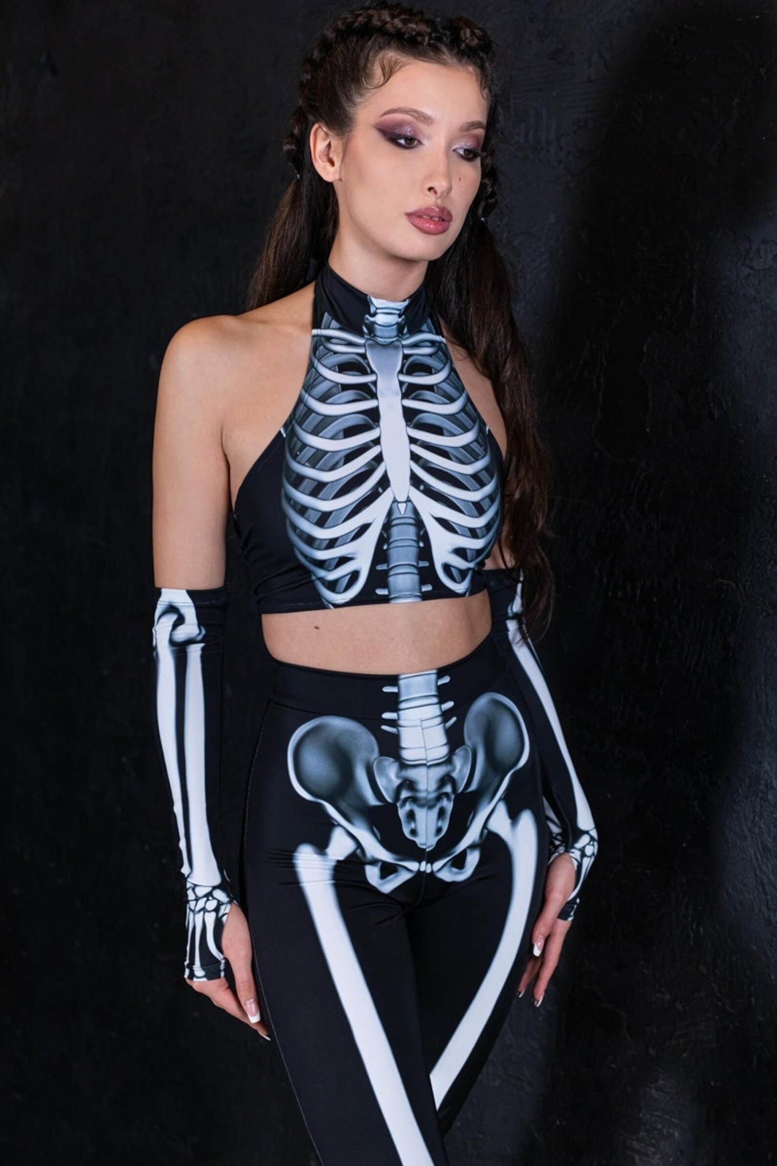 Skeleton Flare Pants, Halloween Pants, Skeleton Flare Leggings, Two ...