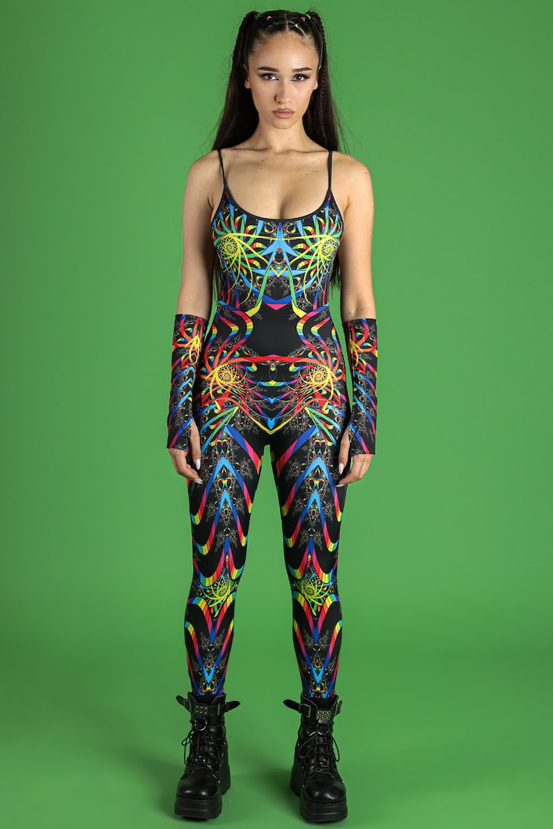 Psychedelic Catsuit, Rave Jumpsuit, Trippy Spandex Costume Set ...