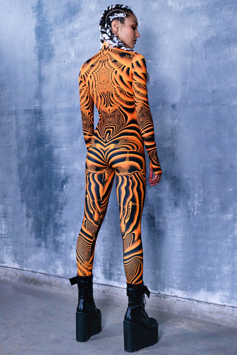 Orange Psychedelic Costume, Optical Illusion Catsuit, Aerial Costume ...