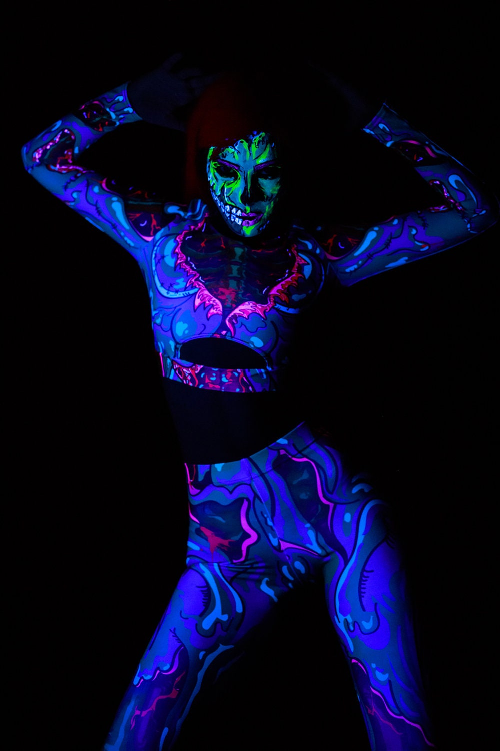 Zombie Crop Top Long Sleeved Top for Women Green Skeleton | Etsy