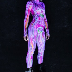 Pink Alien Costume for Women, Cyber Halloween Costume, Couple Halloween ...