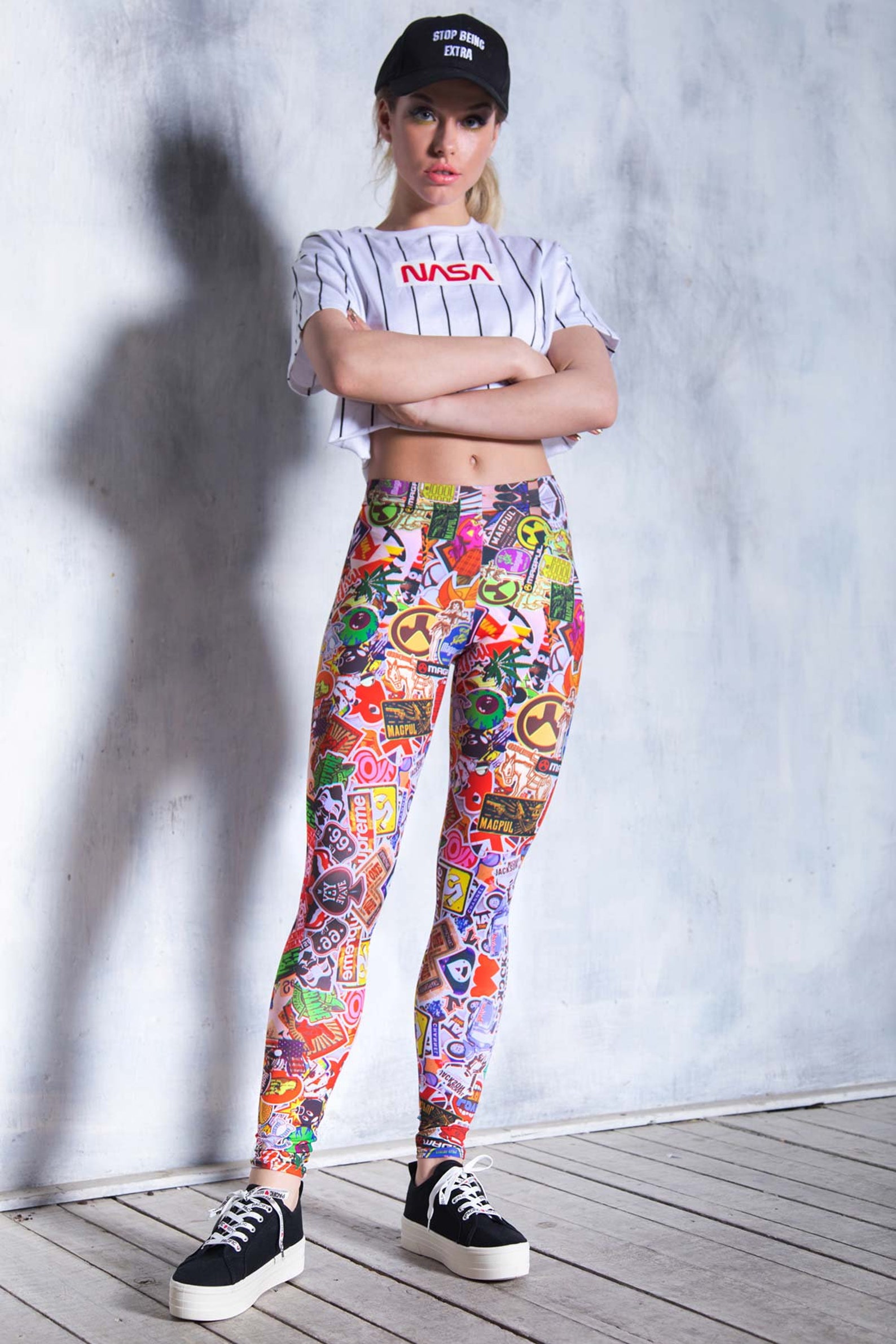 Sticker Bomb Leggings Festival Leggings Rave Outfit Printed | Etsy