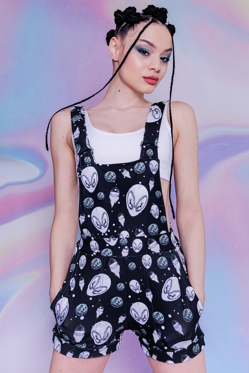 Black Alien Shortalls Cute Shortalls Women Womens Short - Etsy