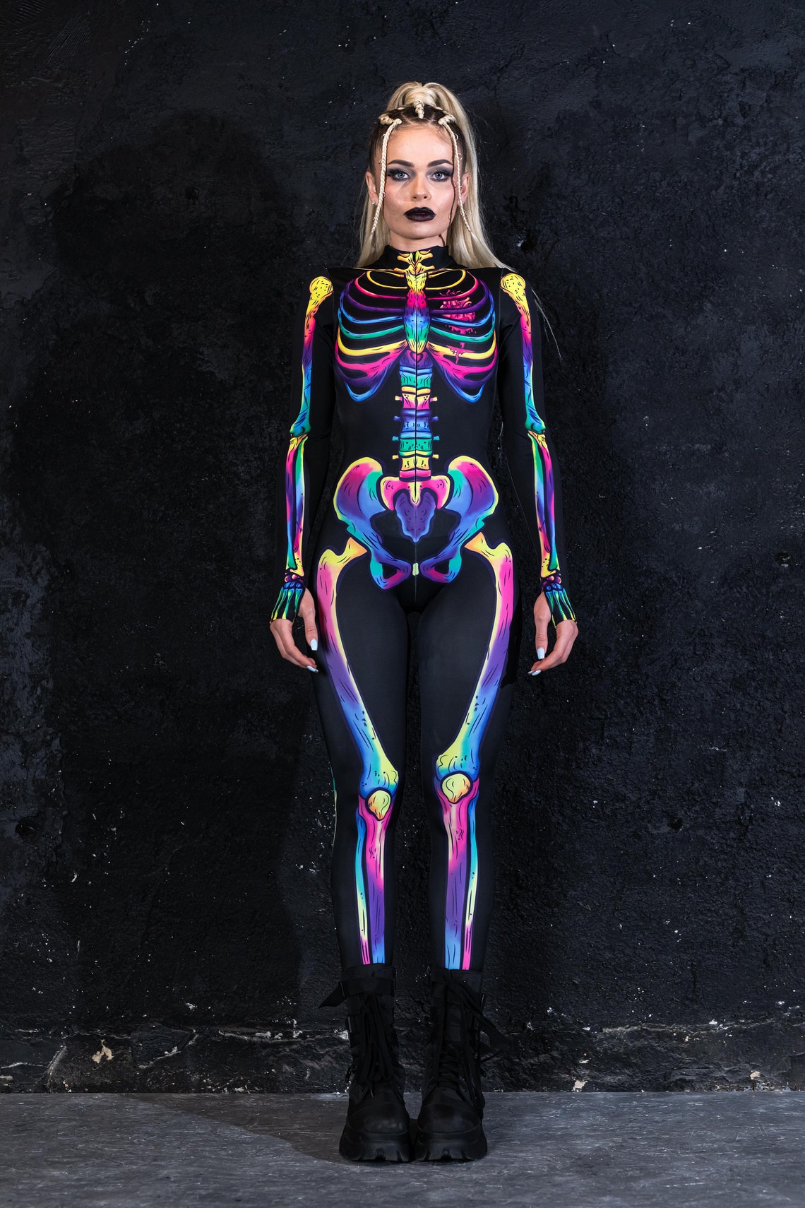 Skeleton Costume With Rainbow Bones Halloween Skeleton - Etsy