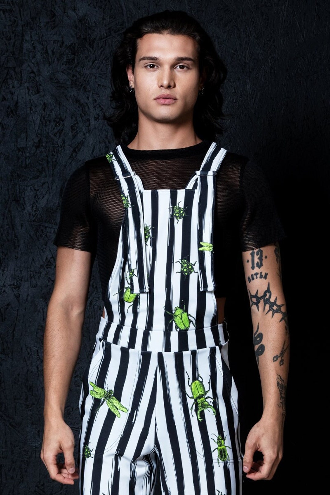 Black & White Stripped Overalls, Dungaree for Men, Goth Dungaree ...
