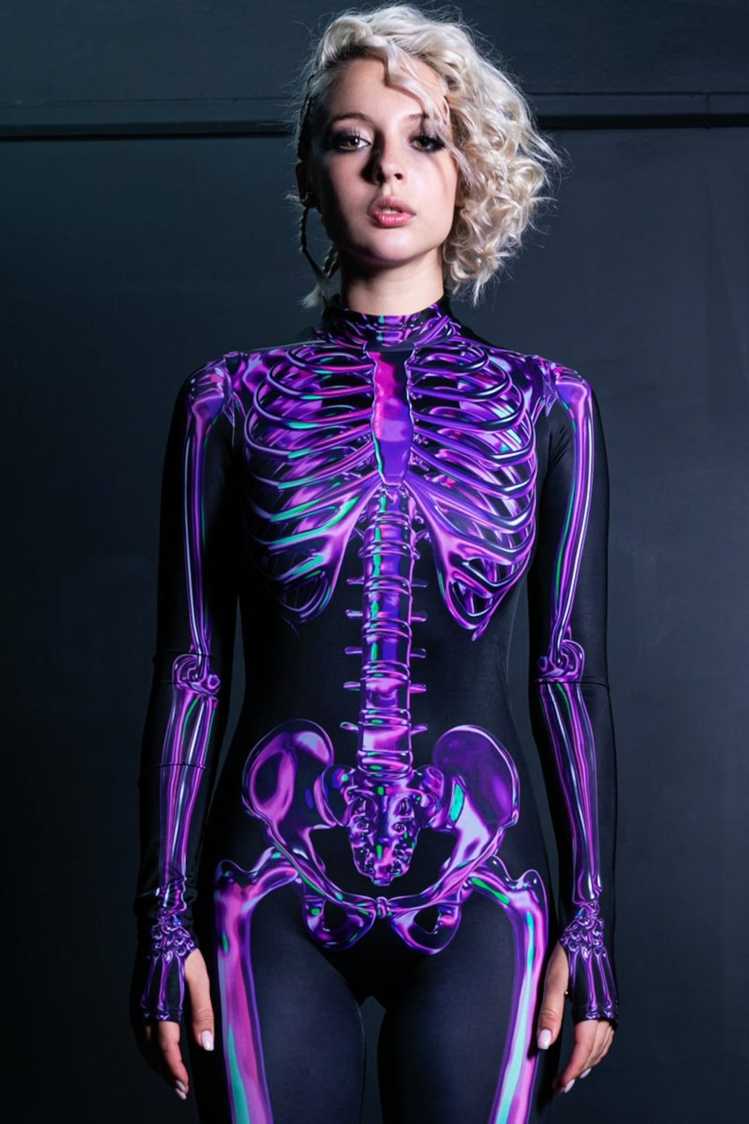 Purple Skeleton Costume, Glow in the Dark Costume, Halloween Costume ...