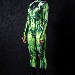 Cyber Costume, Green Alien Halloween Costume, Sci-fi Costume for Women ...