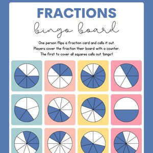 Math Fraction Bingo Worksheets DIGITAL - Etsy