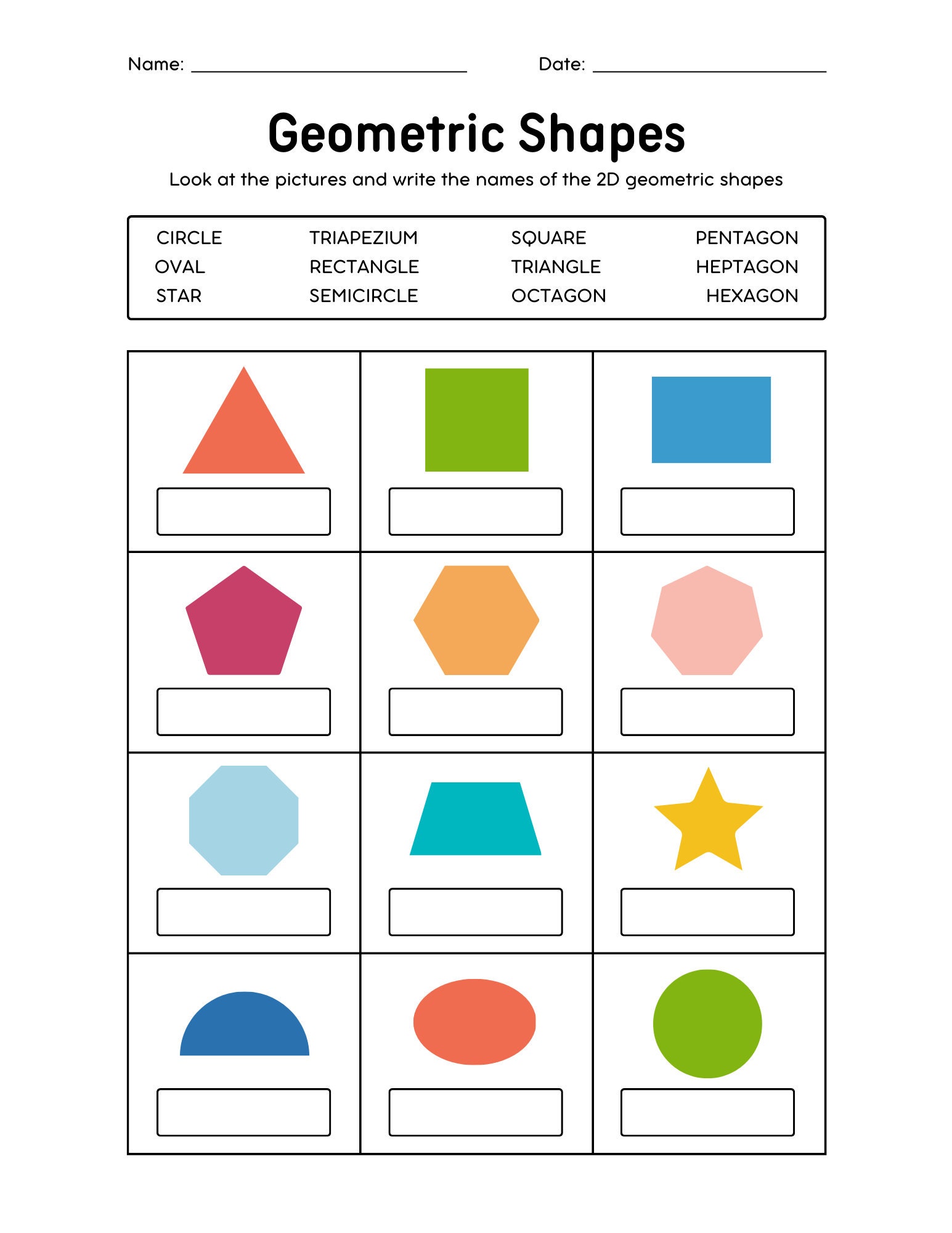 Printable Geometric Shapes Worksheets **DIGITAL** - Etsy