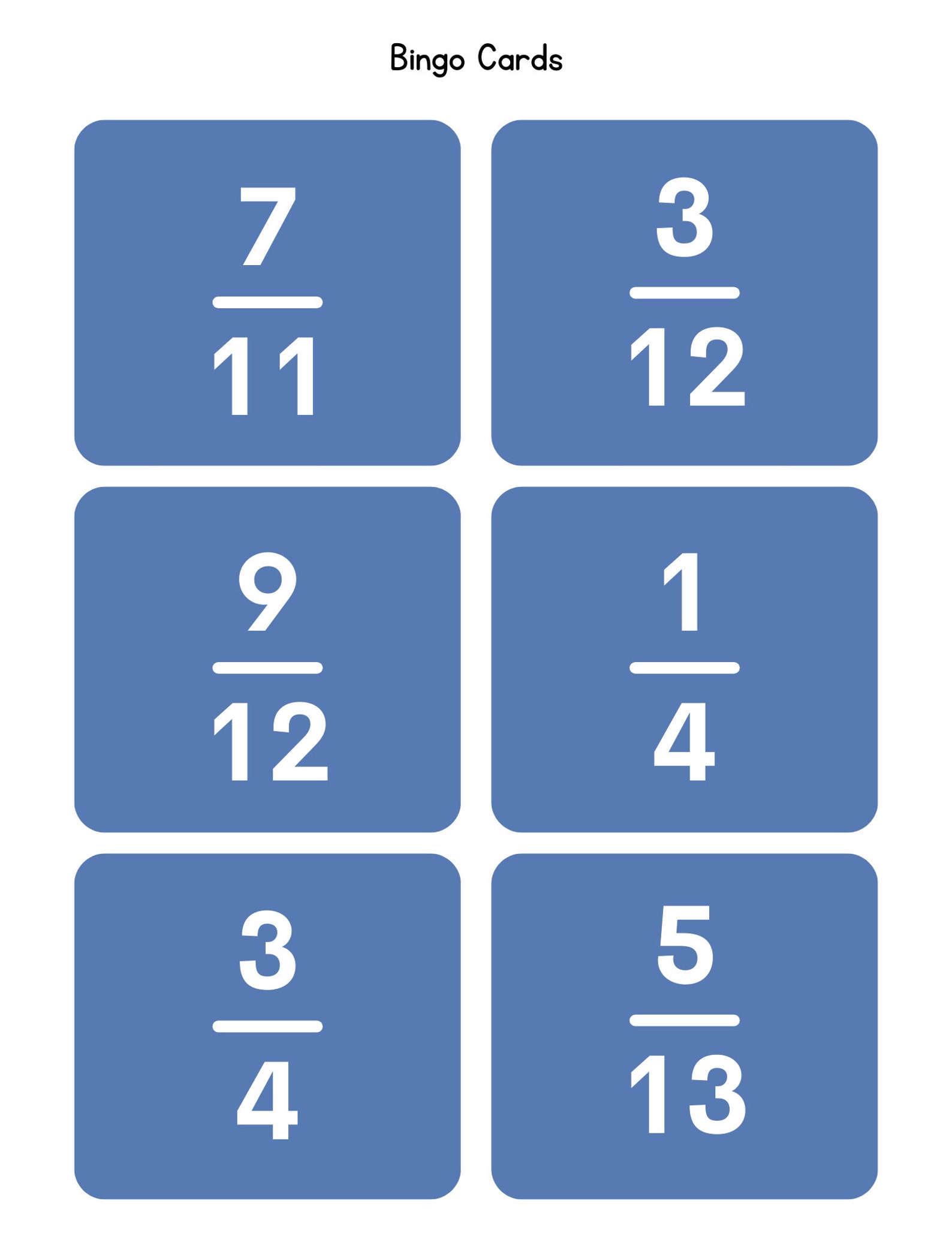 Math Fraction Bingo Worksheets DIGITAL - Etsy