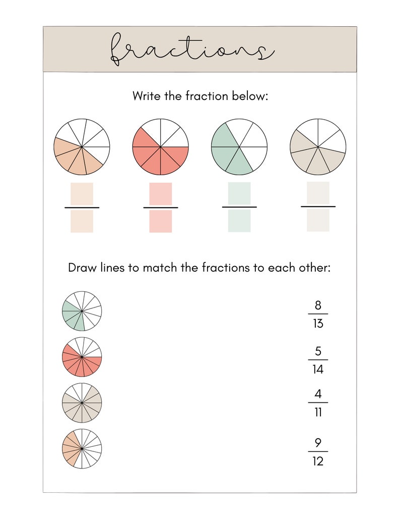 Math Fractions Worksheets **DIGITAL** - Etsy
