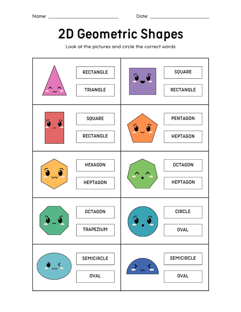 Printable Geometric Shapes Worksheets **DIGITAL** - Etsy