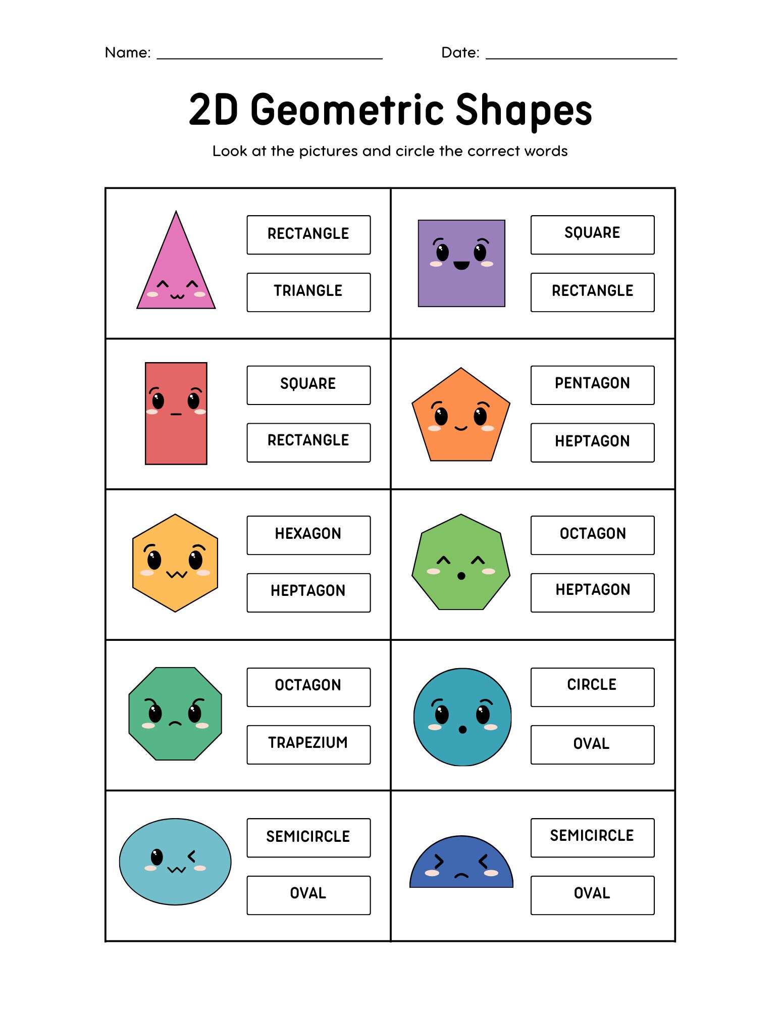 Printable Geometric Shapes Worksheets **DIGITAL** - Etsy
