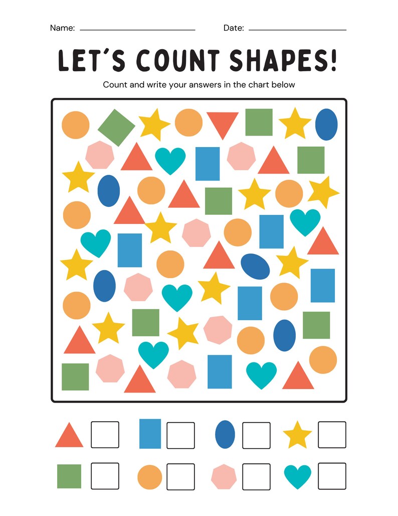 Printable Geometric Shapes Worksheets DIGITAL - Etsy
