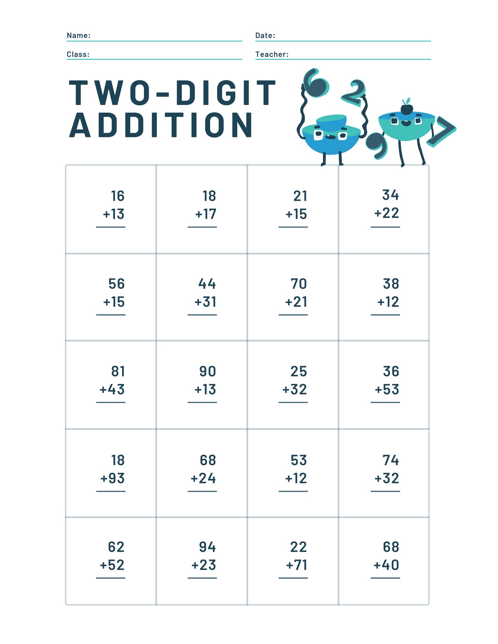 Printable Math Worksheets **DIGITAL** - Etsy