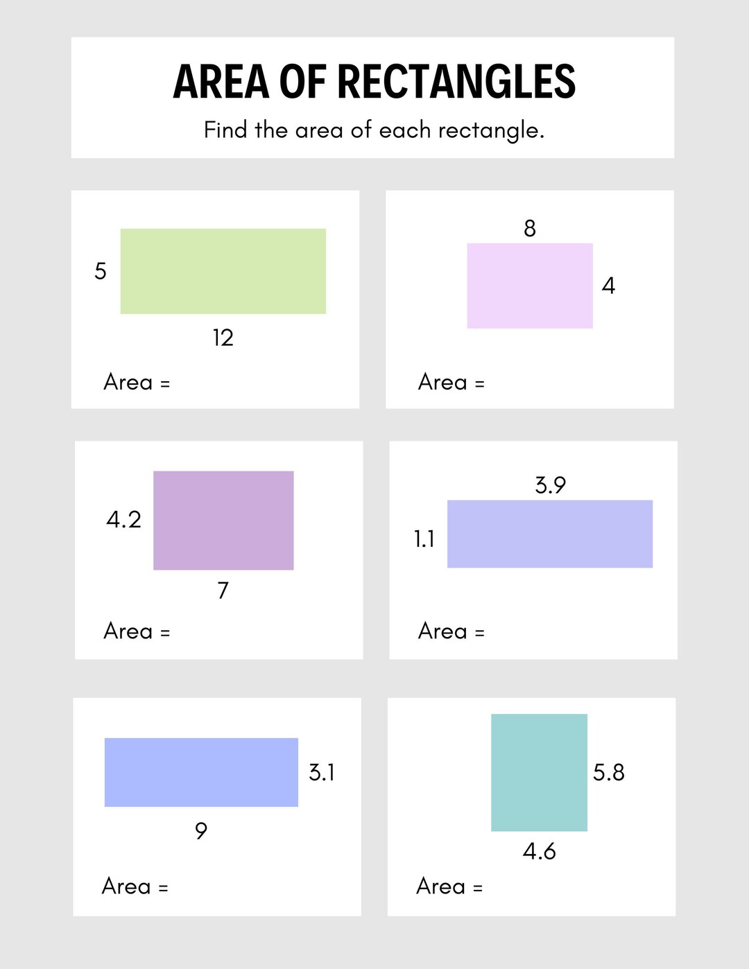 Mathematics Worksheets percentages, Areas of Shapes, Properties, Etc ...