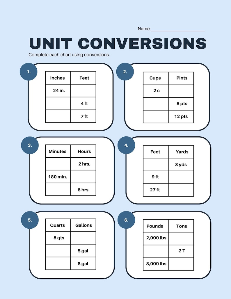 Printable Metric Conversion Worksheets **DIGITAL** - Etsy