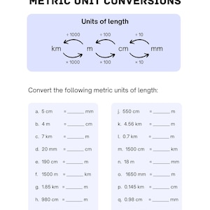 Printable Metric Conversion Worksheets **DIGITAL** - Etsy