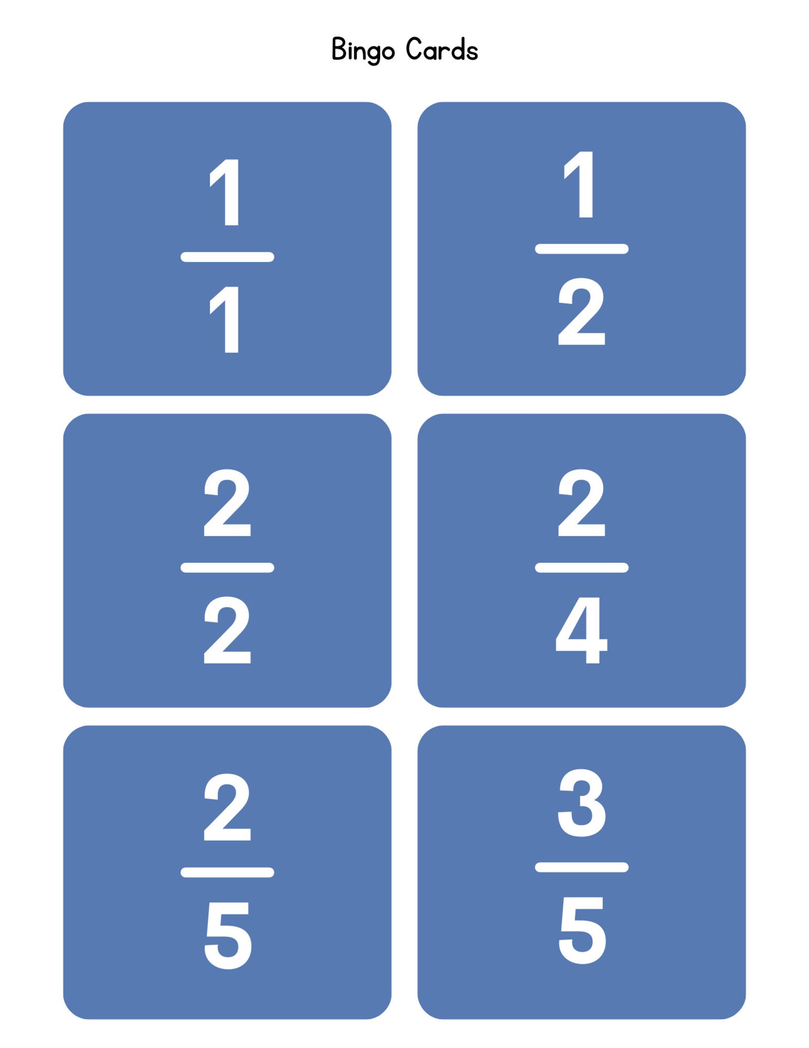 Math Fraction Bingo Worksheets DIGITAL - Etsy