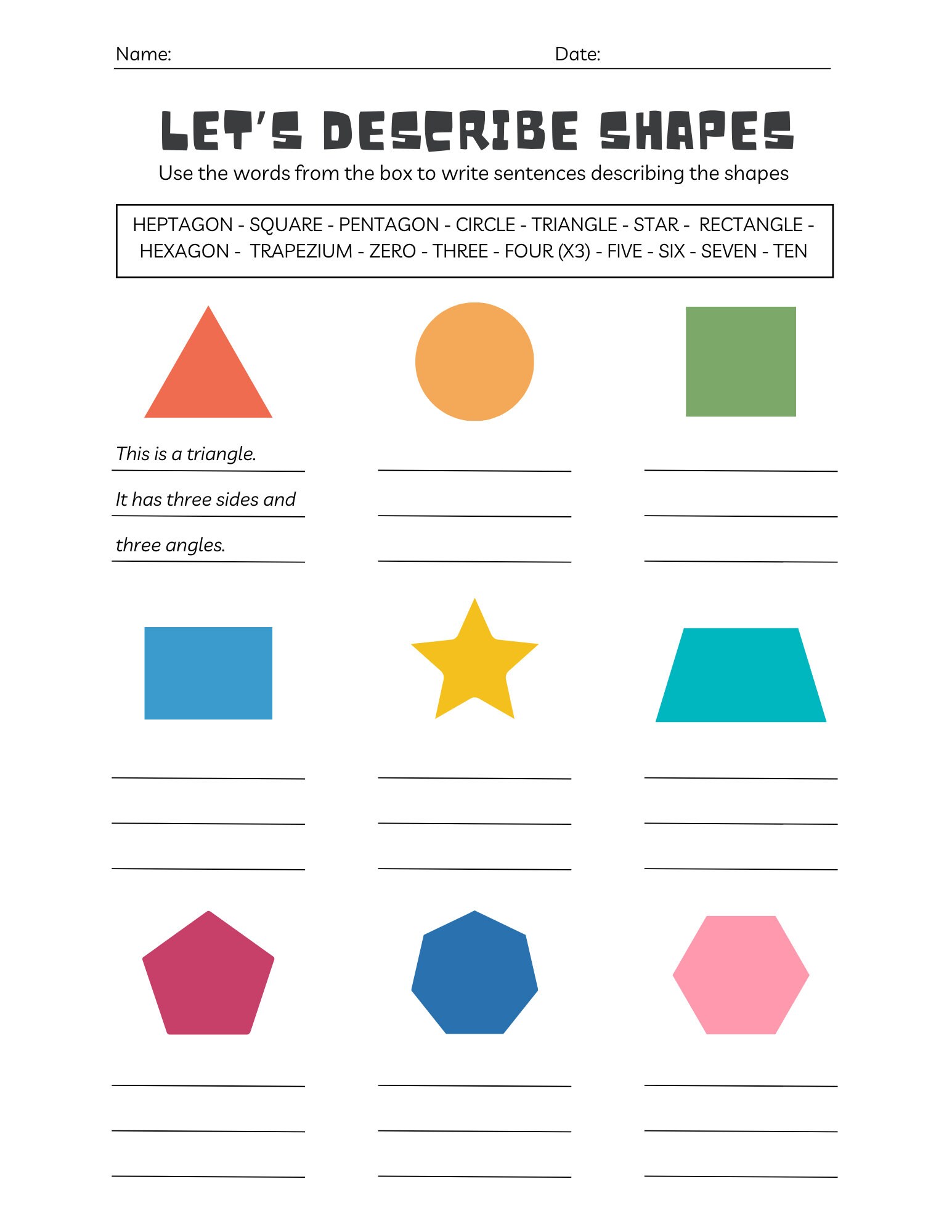 Printable Geometric Shapes Worksheets **DIGITAL** - Etsy